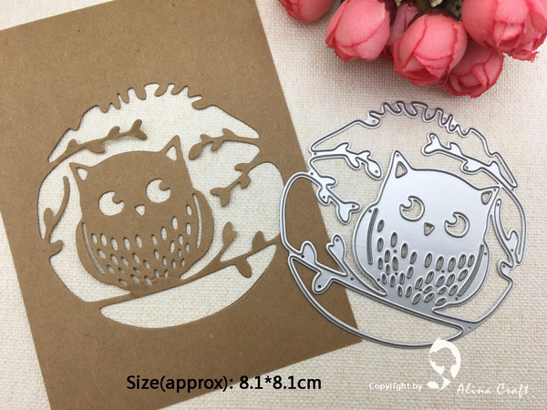 METAL CUTTING DIES owl tree branch spring cut knife mold art cutter ...