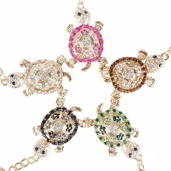 Novelty Rhinestone Tortoise Keychains Keyring Animal Turtle Metal ...