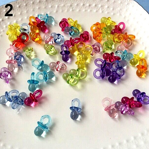 Cute 50 Pcs Clear Acrylic Mini Pacifiers Baby Shower Party Favor Girl ...