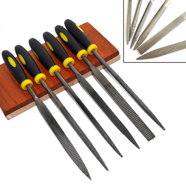 6pcs Small Wooden Rasp Set Flat Round Square Triangle Halbrund Needle ...