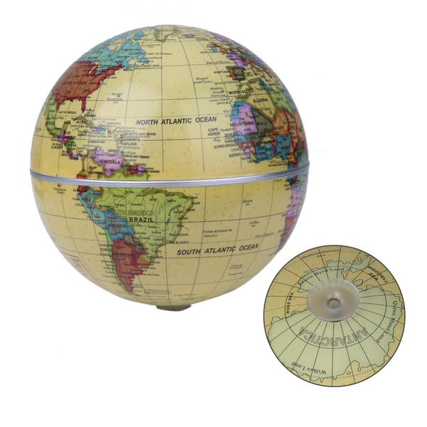 14cm Solar Powered Self Rotating World Globe Earth Map Geography Atlas ...