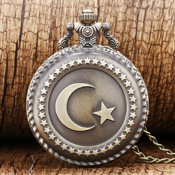 Antique Bronze Turkish Flag Design Moon and Star Theme Retro Quartz ...