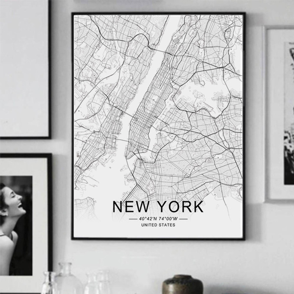 New York Downtown Street Map Art Print Road Print Topographic Map Art ...