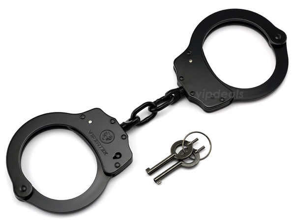VIPERTEK Professional Double Lock Black Steel Police Handcuffs w/ Keys ...