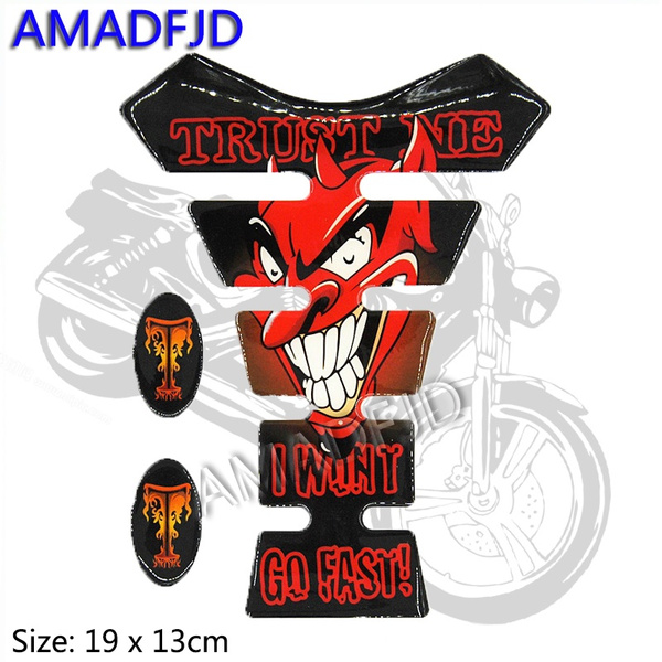 3D Death Demon Style Motorcycle Oil Fuel Tank Pad Protector Skull ...
