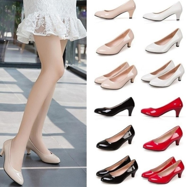 Women's Leather Round Head Elegant Business Attire Low Heels Shoes | Wish