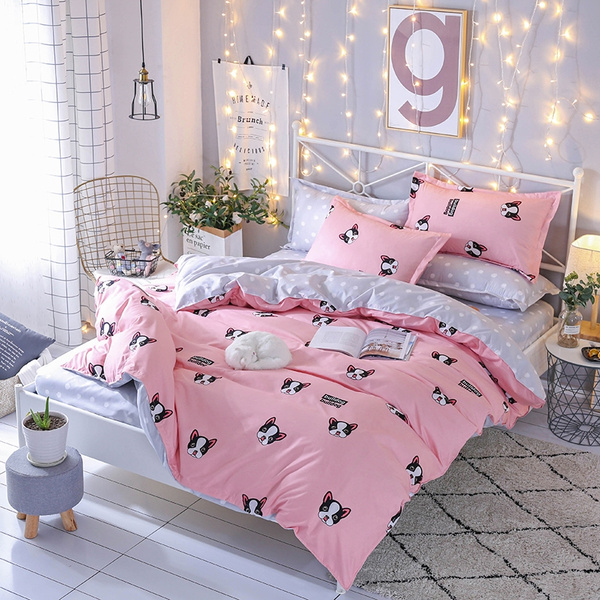 Pet Dog Pink Bed Pillowcases Duvet Cover Set Quilt Cover Set Twin ...