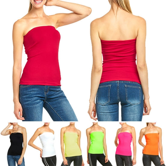 Summer Fashion Women's Seamless Tube Top Basic Long Bandeau Layering ...