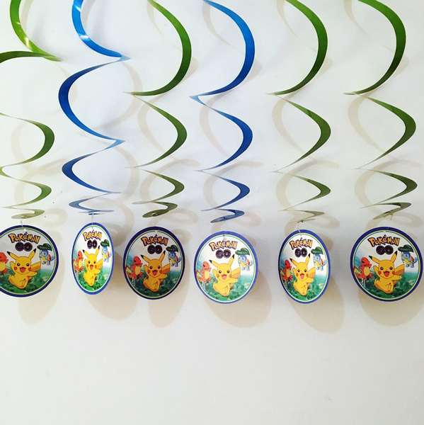 6pcs/lot Anime Pokemon Go Pikachu DIY Ceiling Hanging Swirl For Festive ...