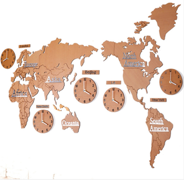DIY 3D Wooden MDF Digital Wall Clock World Map Large Wall Clock wood ... DIY 3D Wooden MDF Digital Wall Clock World Map Large Wall Clock wood ...