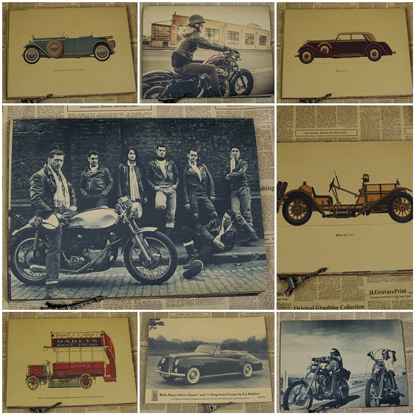 Rolls-Royce vintage car / motorcycle / bus retro nostalgic kraft paper ...