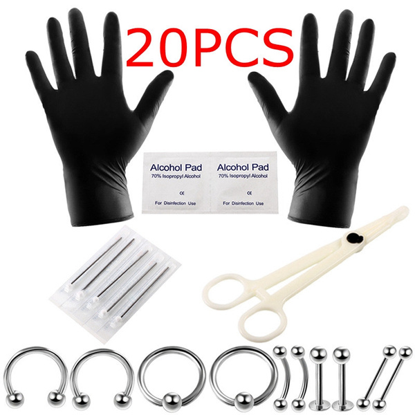 20pcs/lot Body Piercing Kit Piercing Needles Nose Septum Eyebrow Lip ...