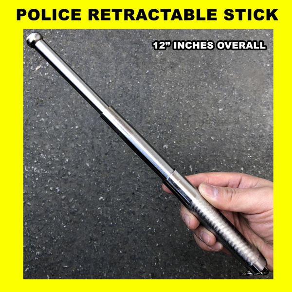 Military Tactical POLICE Metal Retractable Stick Silver - Self Defense ...