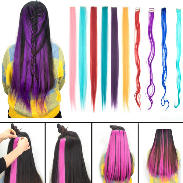 23 Colors Available Long Curly Wavy Highlight Hair Clip in Hair ...