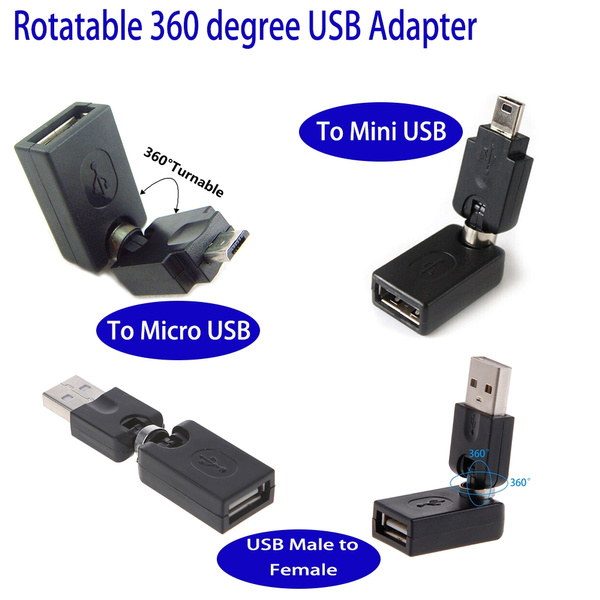 360 degree rotation usb female to mini 5p usb male OTG car adapter for ...