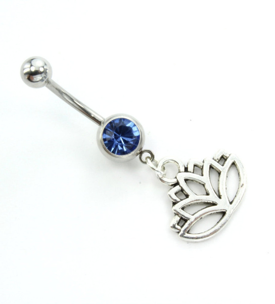 Belly Ring Lotus Flower Navel Ring Flower Belly Ring Belly Button Ring ...