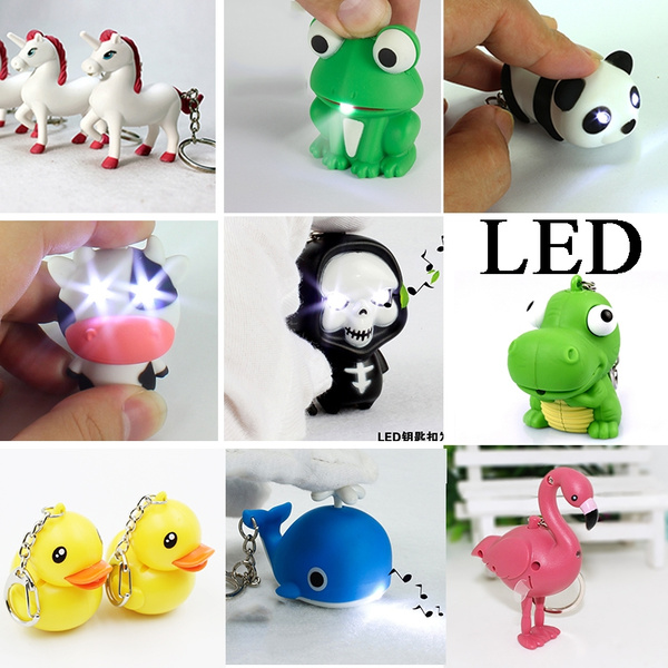 18Styles Cute Cheese Animal Keychain with Lovely Sound,kawaii led ...