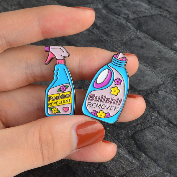 Funny Cleaning Brooch Pins Bullshit Remover, Repellent Detergent Spray ...