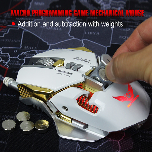 Professional 3200DPI Optical Programmable Cool LED light Wired Gaming ...