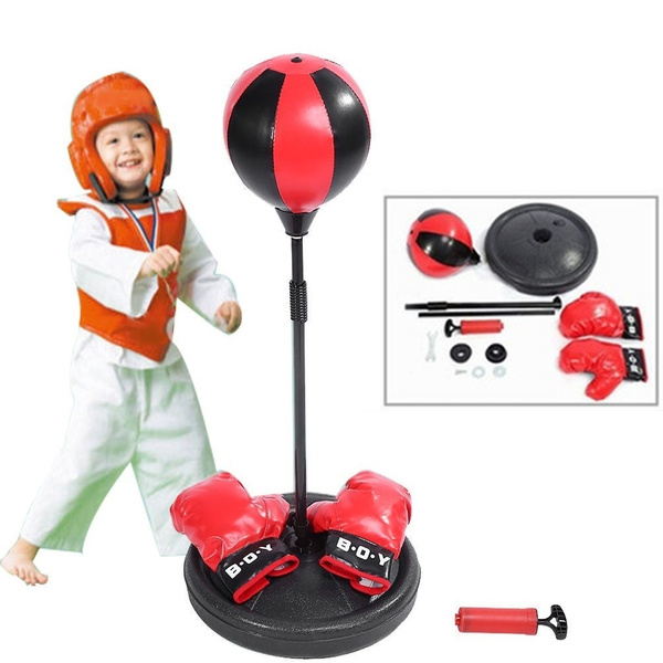 Kids Punch Ball Training Bag Adjustable Height Gloves Boxing Set | Wish