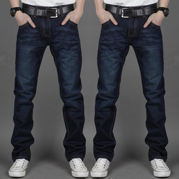 New Simple Style Men's Casual Straight Jeans Cotton Denim Jeans Plus ...