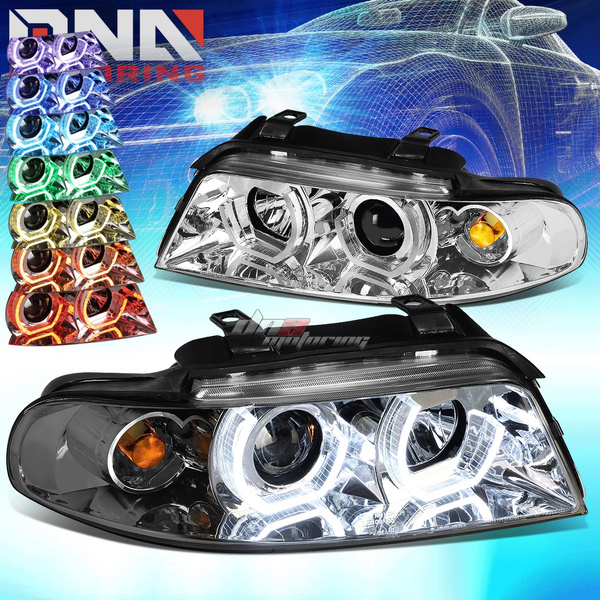 DNA Motoring HL-HPL-A496-CH-7C For 1996 to 2001 Audi A4&Quattro 3D LED ...