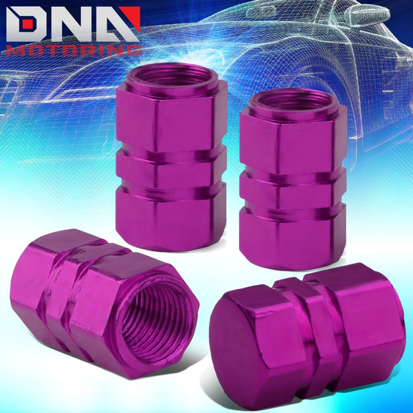 17mm Hexagon Style Anodized Aluminum Purple Tire Valve Stem Caps (Pack ...