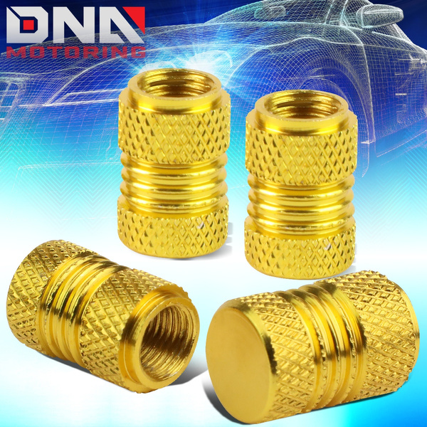 17mm Knurled Style Anodized Aluminum Gold Tire Valve Stem Caps (Pack of ...