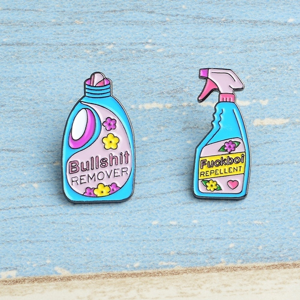 Funny Cleaning Badge Detergent Bullshit Remove Repellent Style Enamel ...