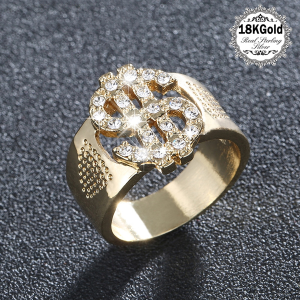 Man's 18k Gold Plated Punk Jewelry Hip Hop Rings Bagues hip-hop | Wish