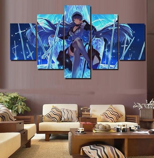 5 Panels Akame Ga Kill Esdeath Wall Art Painting Anime Poster for Home ...