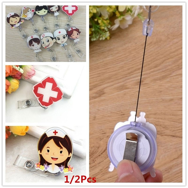 50cm Cute Cartoon Retractable Elastic Rope ID Card Badge Reel Lanyard ...