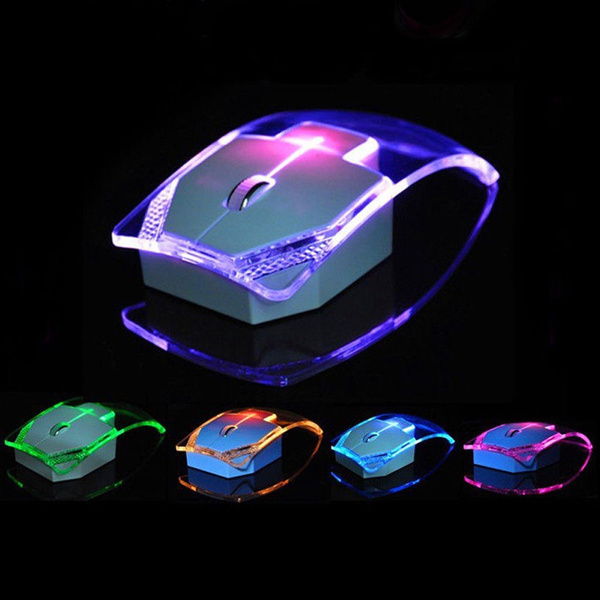 2.4GHz Wireless Mouse Transparent Ultra Thin Luminous Optical Mice for ...