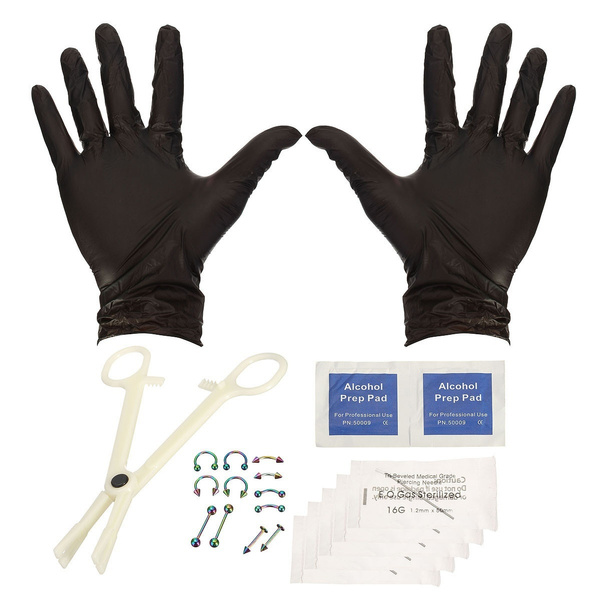 Pro 16G Needle Nipple Tongue Eyebrow Nose Lip Ring Clamps Body Piercing ...