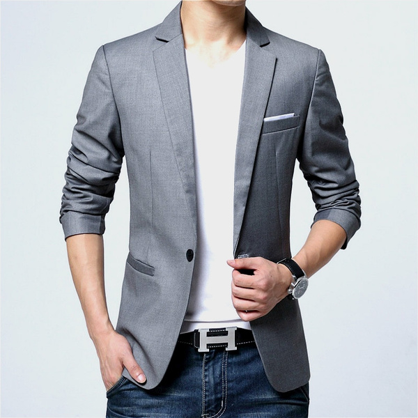 Spring Autumn New Men's Fashion Suits Jacket Korean Version Slim Fit ...