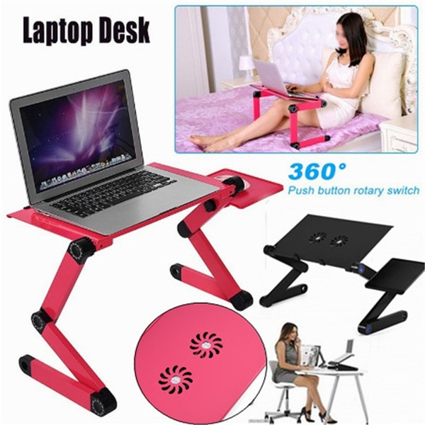 2 Colors 360° Adjustable Foldable Laptop Desk Table Stand Holder With 2 ...