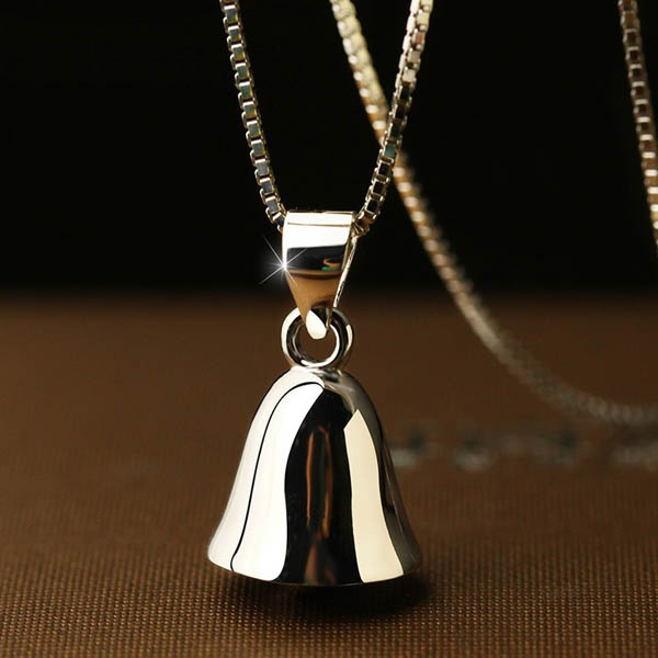 Happiness 925 Silver Small Bell Pendant Necklace for Women Girl ...