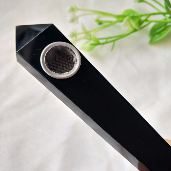Natural Black Obsidian Quartz Crystal Cigarette Holder Smoking Pipe | Wish
