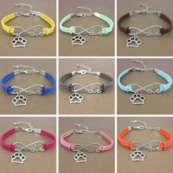 Cat Dog Paws Infinity Love Charm Adjustable Bracelets for Men Women Boy ...