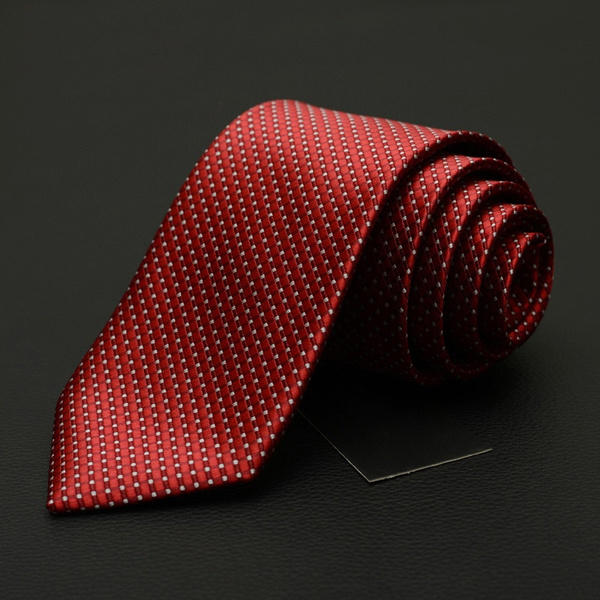 NEW Classic Plaid Jacquard Weave Red Ties for Men 7cm Designer Brand ...