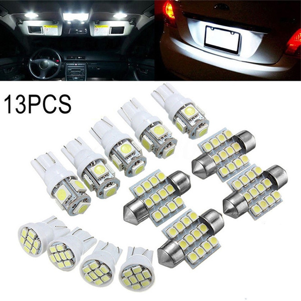 13Pcs Car White LED Lights Kit for Stock Interior & Dome & License ...