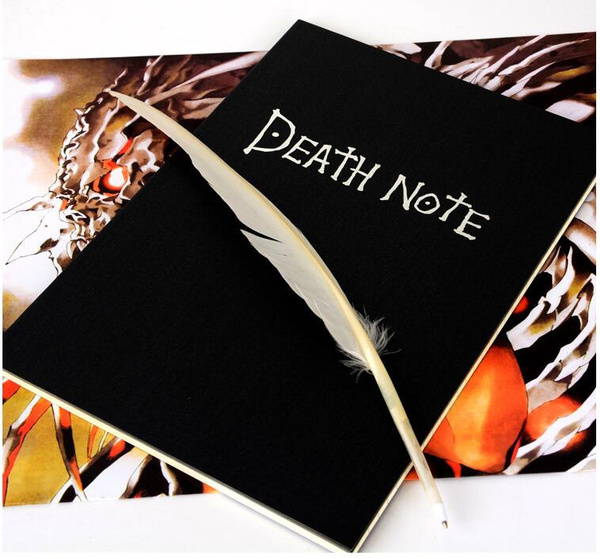 Death Note Cosplay Notebook &Feather Pen Book Anime Black Writing Diary ...