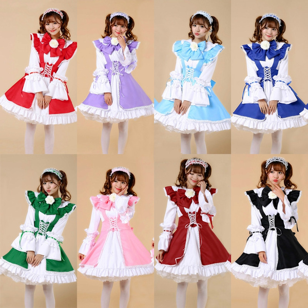 Lolita Princess Long Sleeve Fancy Apron Maid Dress Outfits Meidofuku ...