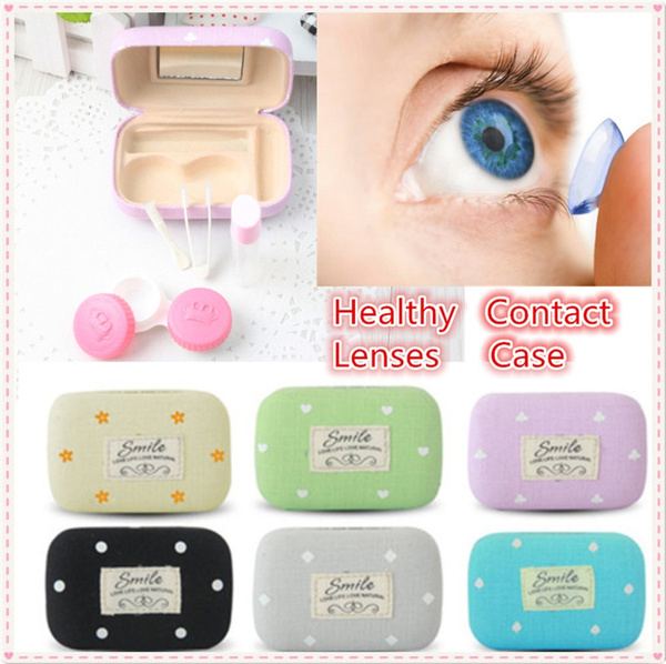 Fabrics Contact Case Lens Box For Colored Contacts With Contact ...