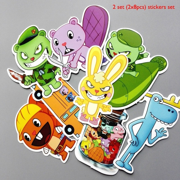 2 Set Cartoon Happy Tree Friends Waterproof Stickers for Car Laptop ...