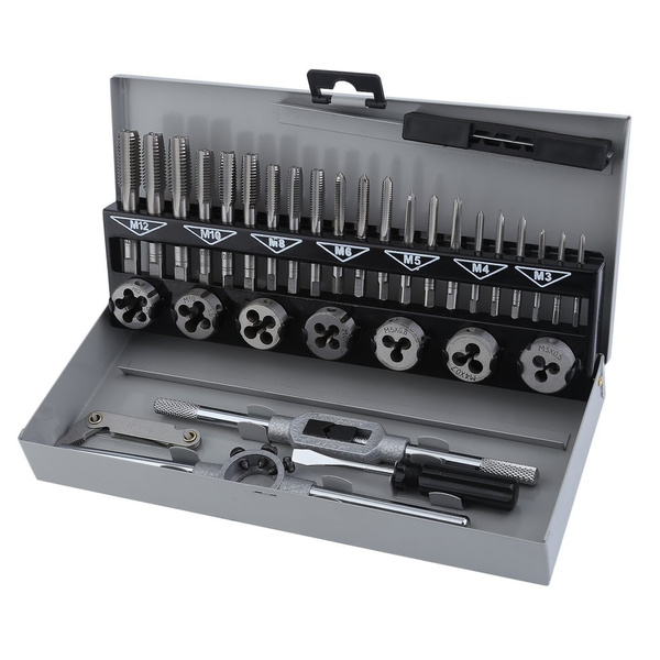 Carbon Steel 32pcs Screw Thread Metric Tap &Die M3-M12 Milling ...