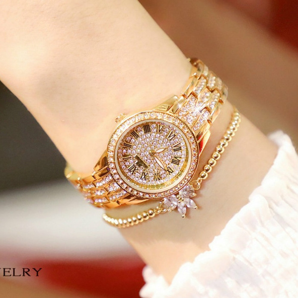 New Diamond Rhinestone Luxury Silver Gold Watches Fashion Bling Bling ...