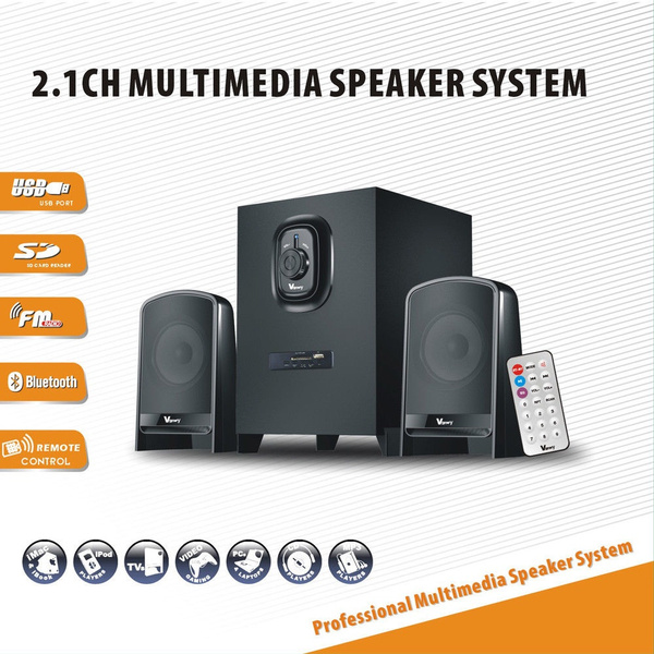Multimedia Speaker System Subwoofer Bluetooth/USB/FM Radio with Remote ...