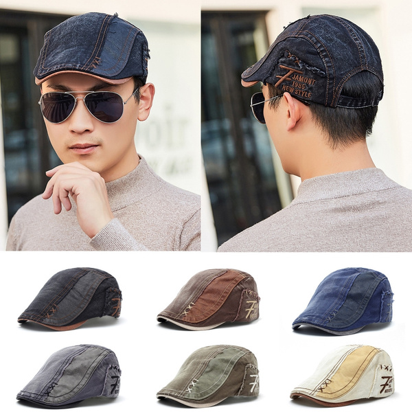 Classic Washed Cotton Newsboy Ivy Hat England Baker Boy Beret Cap ...