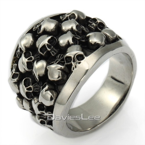 Men's Vogue 316L Stainless Steel Davieslee Punk Mens Horror Skulls Ring ...